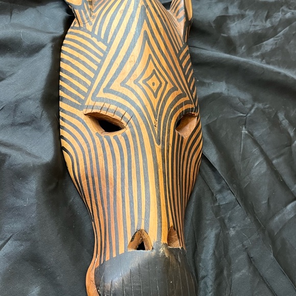Vintage | Accents | Vintage African Hand Carved Zebra Mask Wood Mask ...